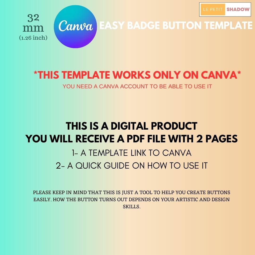 Easy Badge Button Template, Pinback Button Template, Canva Template for ...