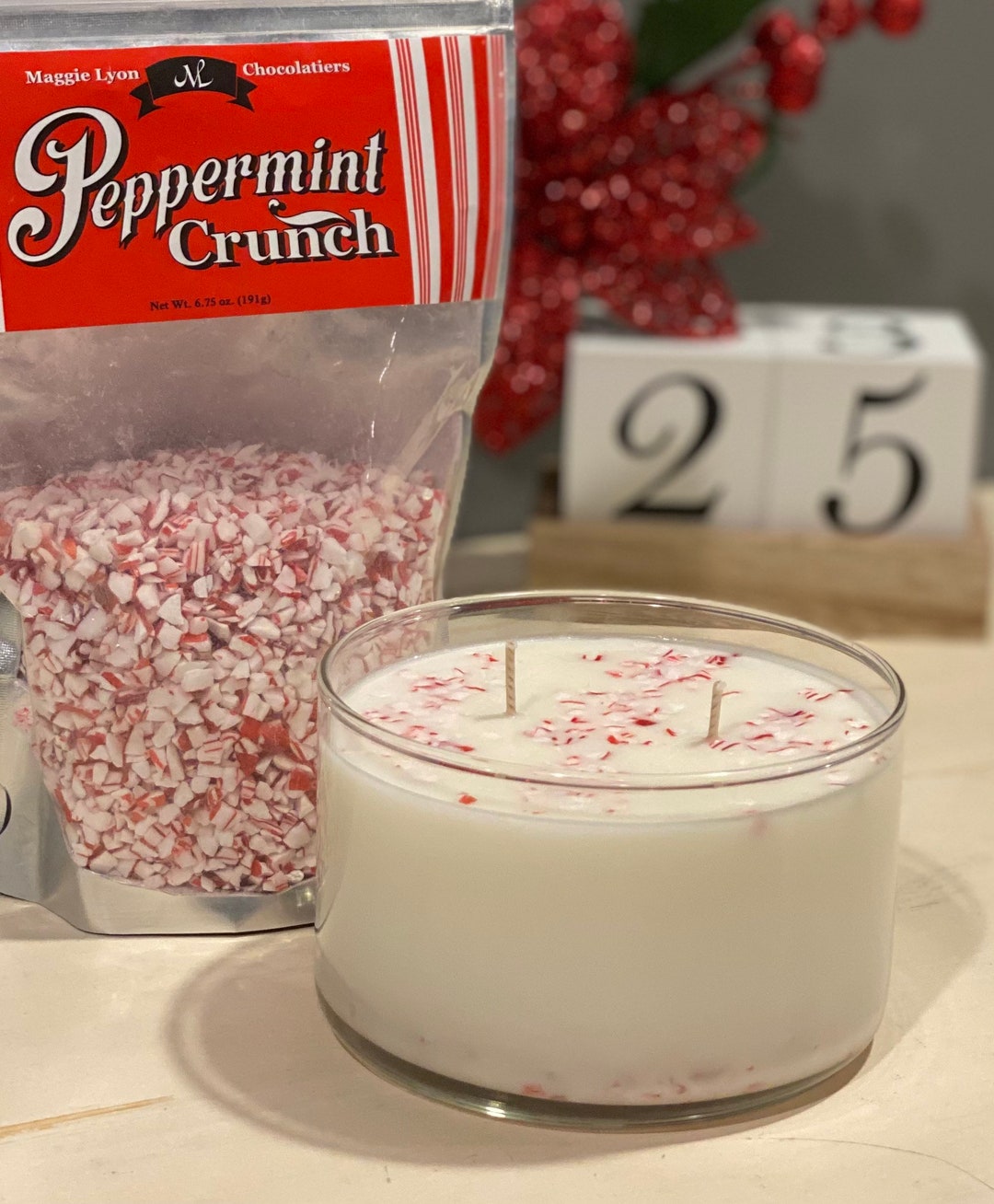 Peppermint Crunch Candy Bowl Candle - Etsy