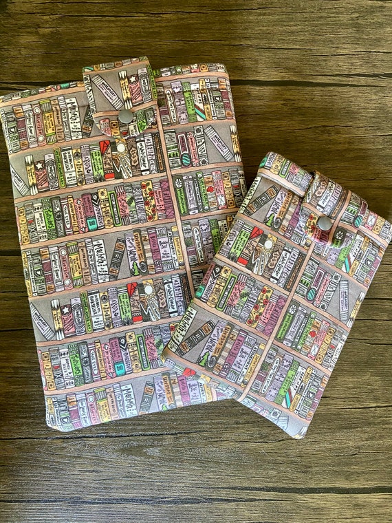 Library Hand Drawn Bookshelf Padded Book Sleeve Book Jacket - Etsy Canada