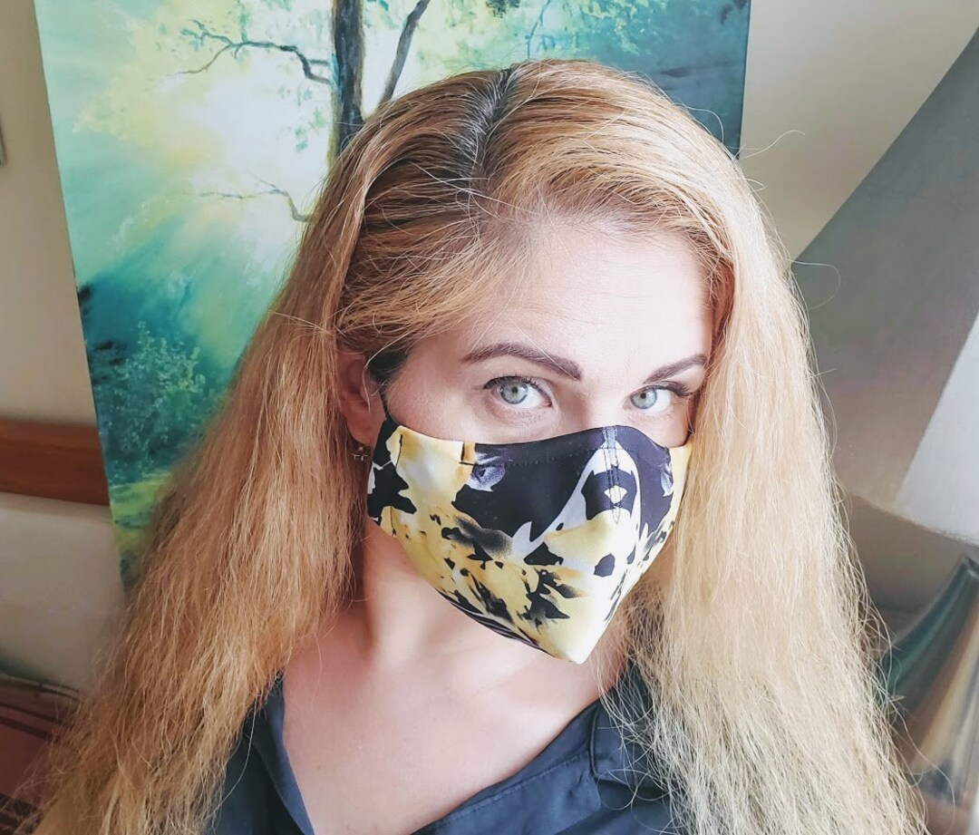 Face Mask - Black-yellow Scuba Mask- Washable - Reusable- Breathable ...