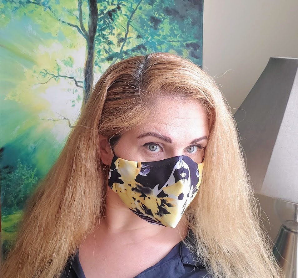 Face Mask Black-yellow Scuba Mask Washable Reusable Breathable Fitted ...