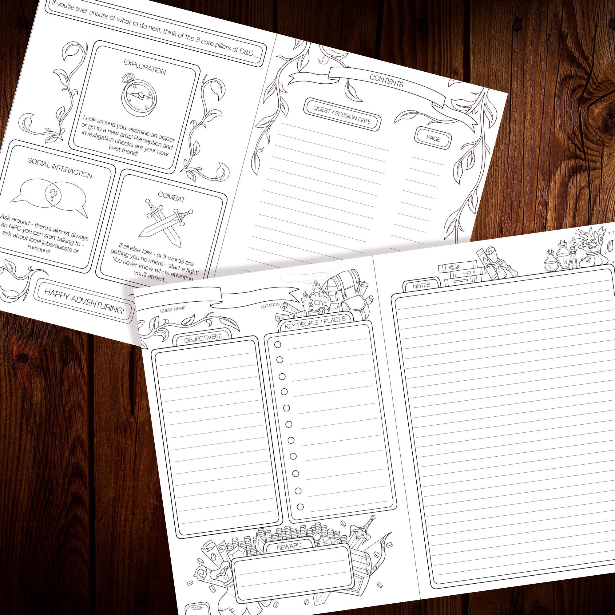 Dnd 5e Quest Log – Downloadable PDF for Printing - Etsy