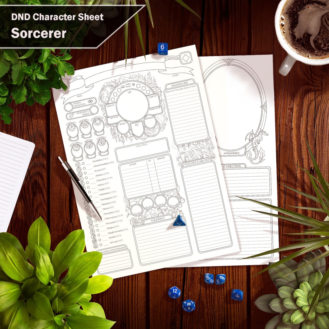 Dnd 5e Sorcerer Character Sheet Interactive PDF and Printable Versions ...