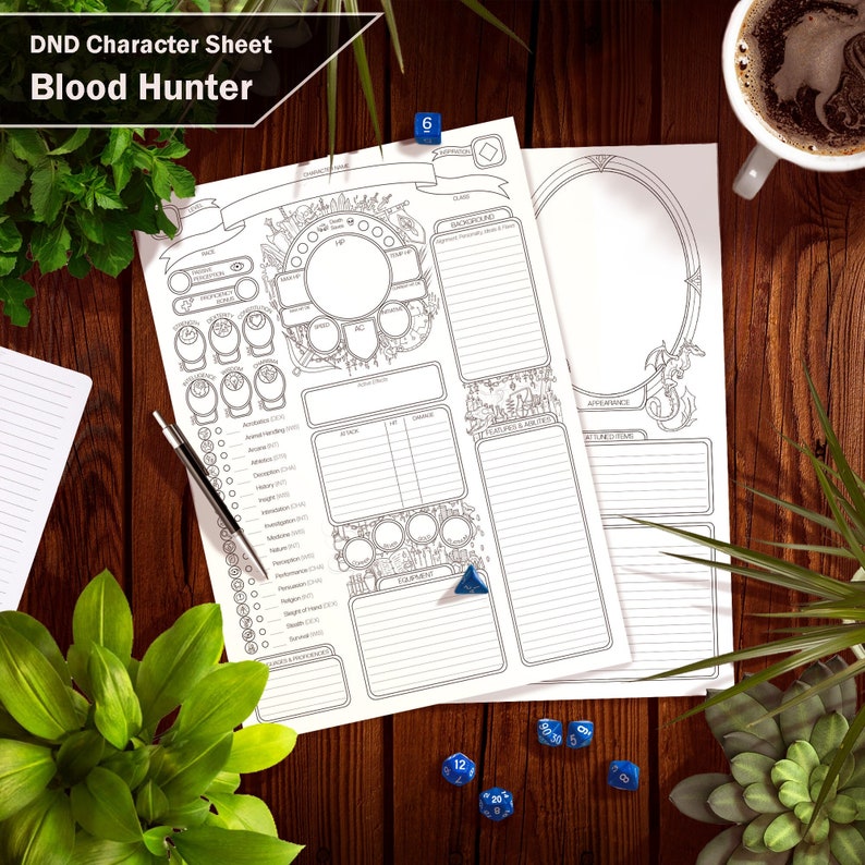 Dnd 5e Blood Hunter Character Sheet Interactive PDF and Printable ...