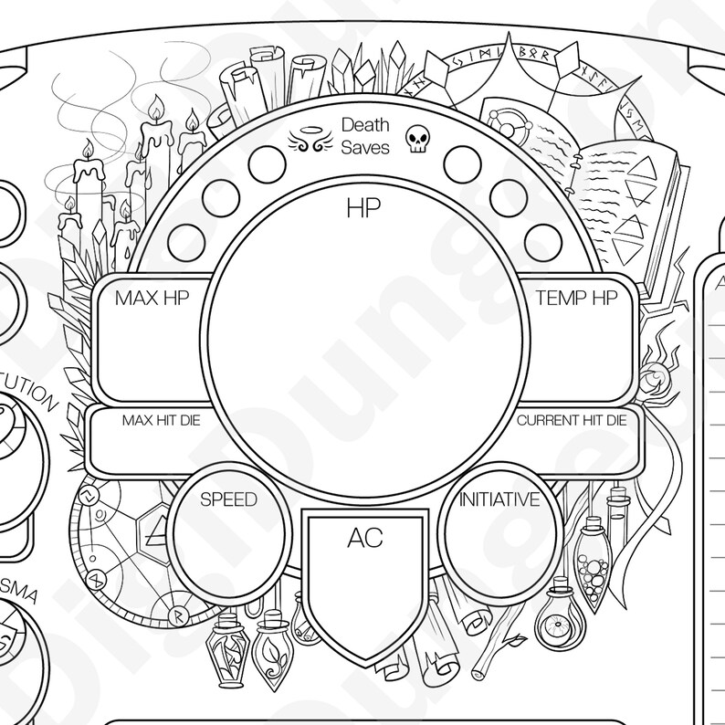 Dnd 5e Wizard Character Sheet Interactive PDF and Printable Versions - Etsy