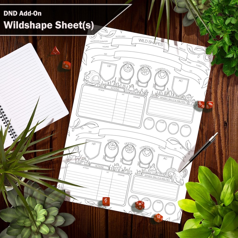 Dnd 5e Wildshape Sheet – Interactive PDF and Printable Versions - Etsy