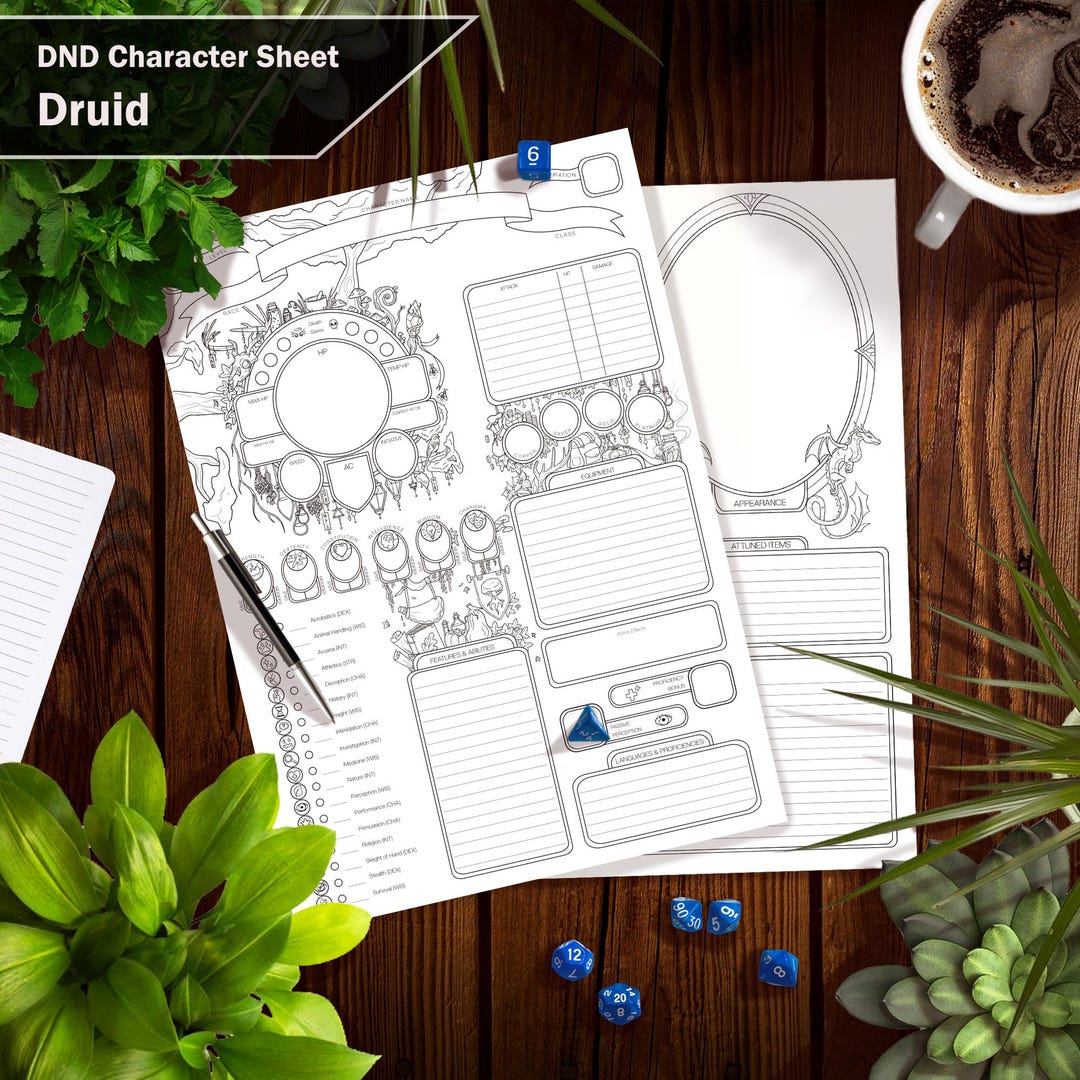 Dnd 5e Druid Character Sheet – Interactive PDF and Printable Versions ...