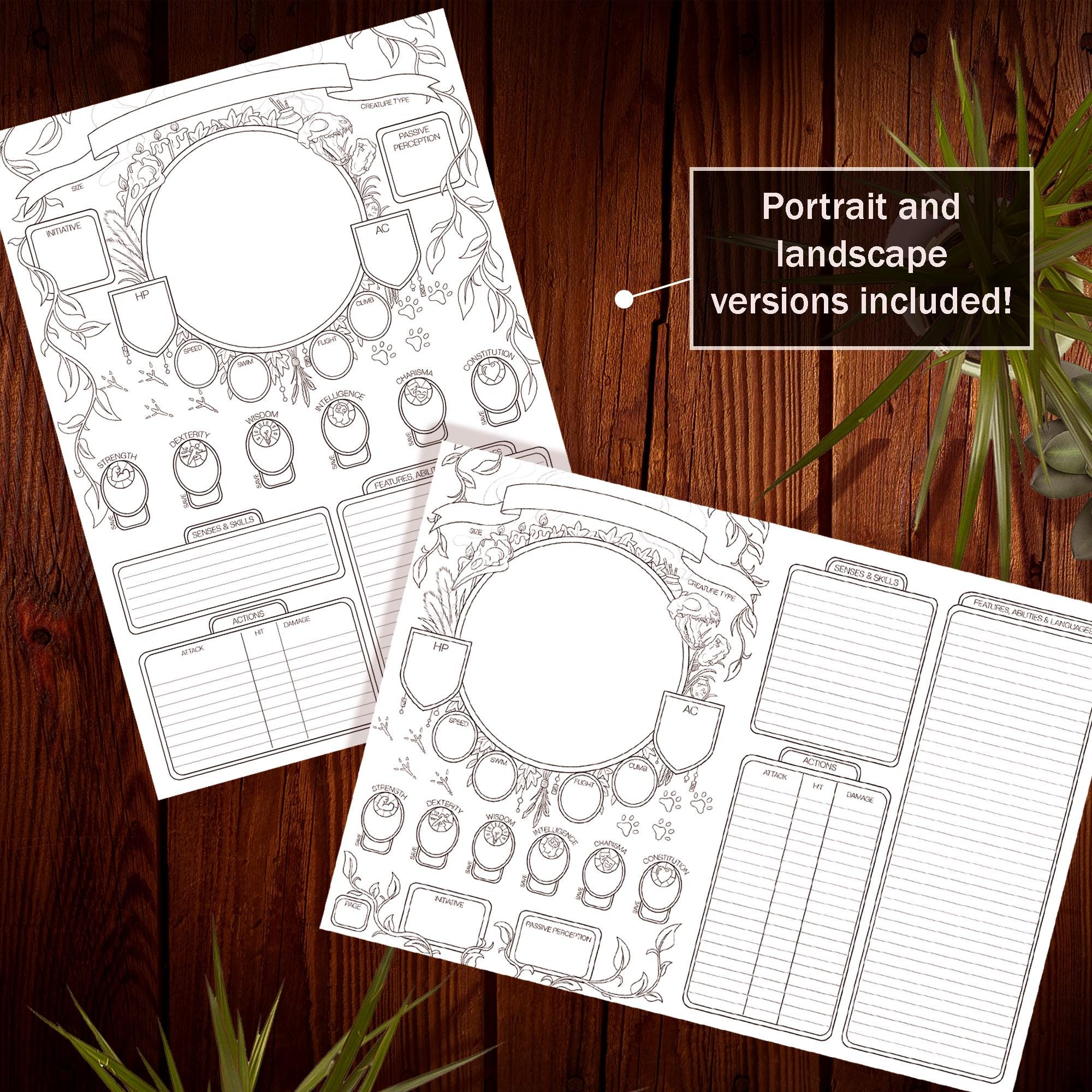 Folha de Familiares do DnD 5e PDF interativo e versões para impressão ...