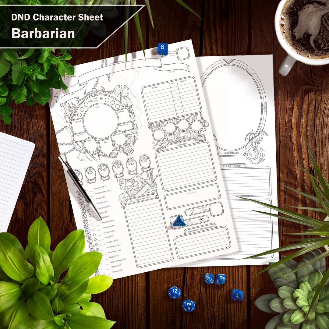Ficha de personagem bárbaro DnD 5e PDF interativo e versões para ...