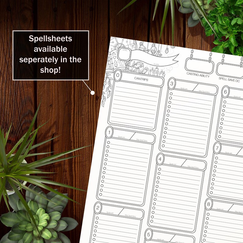 Dnd 5e Wizard Character Sheet – Interactive PDF and Printable Versions ...