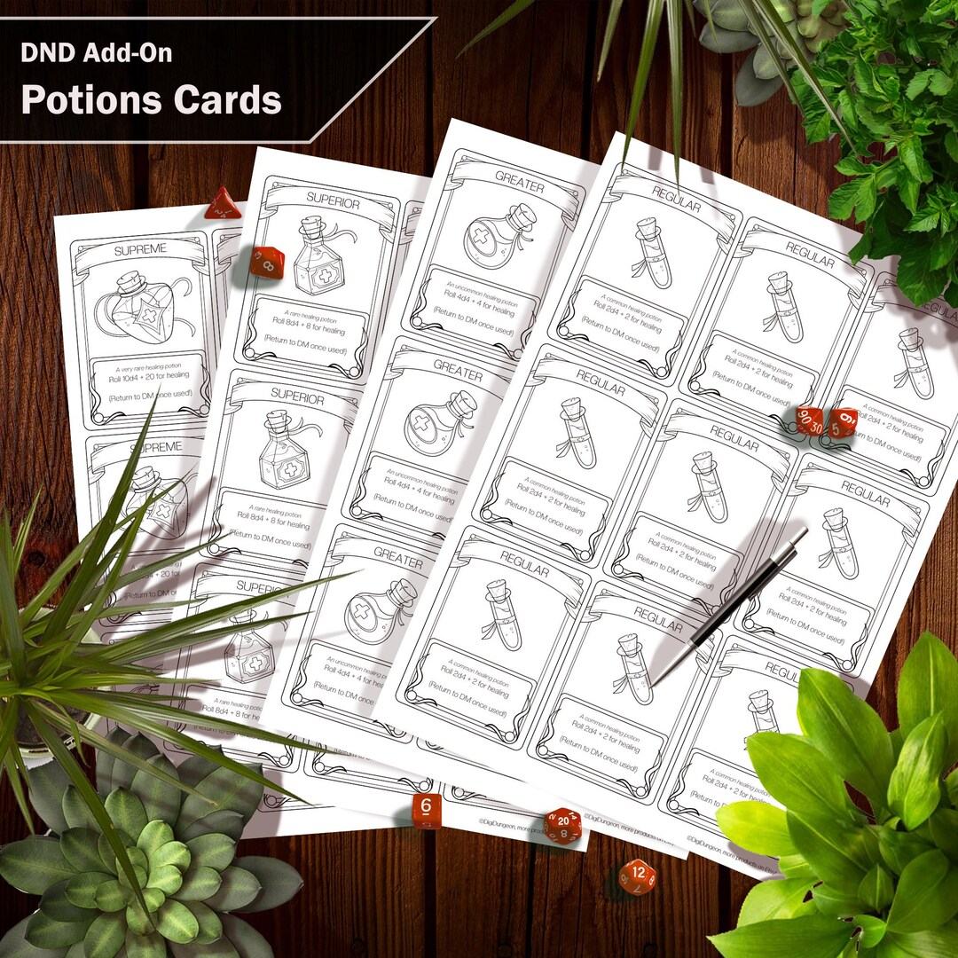 Dnd 5e Potions Cards - PDF Files for Printing and Online Games! - Etsy