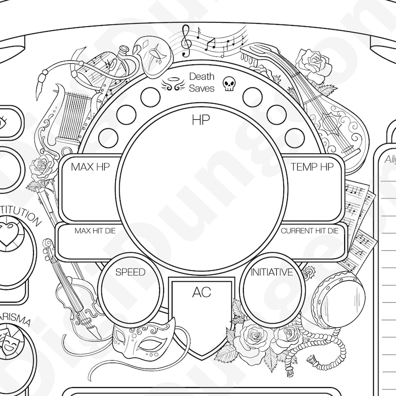 Dnd 5e Bard Character Sheet Interactive PDF and Printable Versions - Etsy
