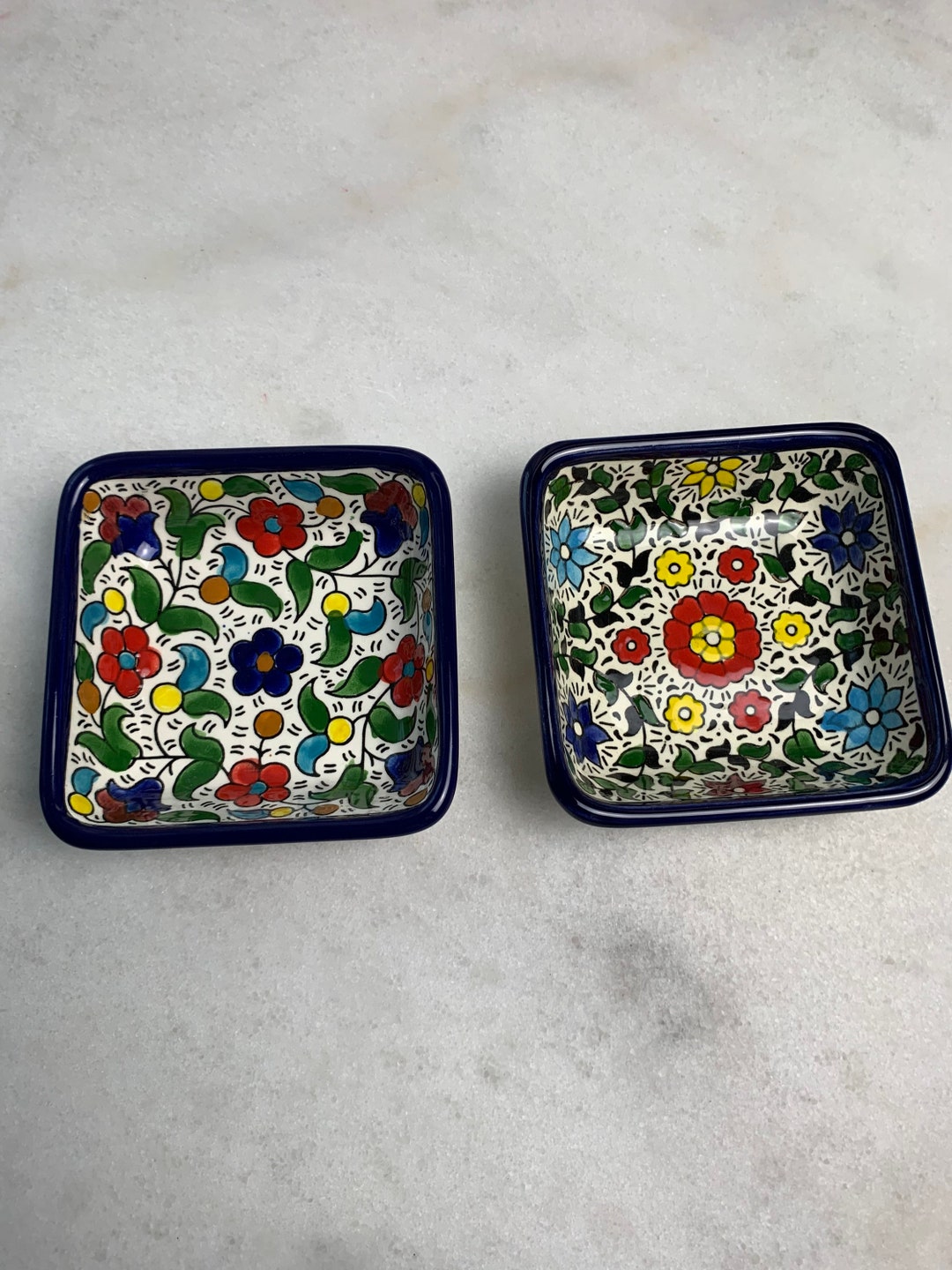 Square Ceramic Bowls 9cm Handmade, Hand Painted for Snack, Tapas ...