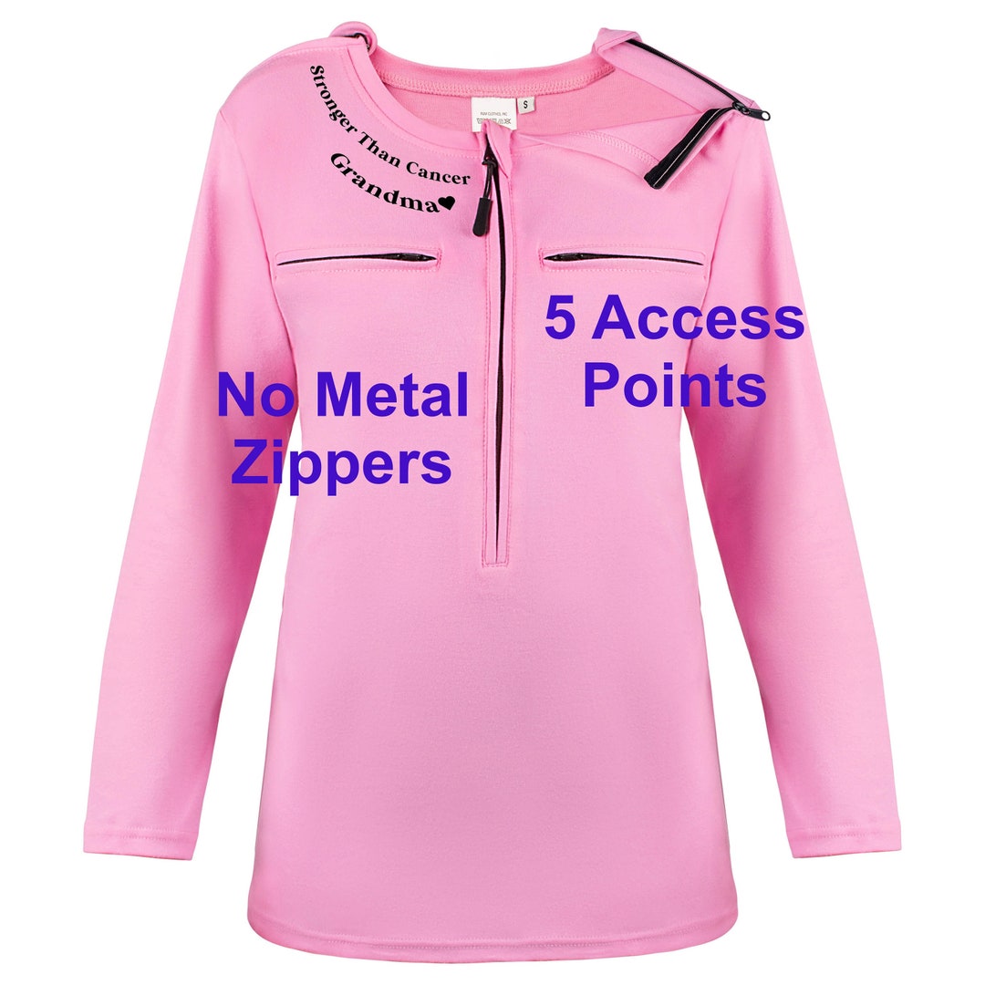 Adult Port / Lv Access Shirt, Personalized Unisex Chemo Shirt, 5 Zipper ...