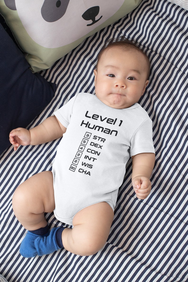Level 1 Human Bodysuit, Gamer Baby, Dungeons and Dragons, Baby Bodysuit ...