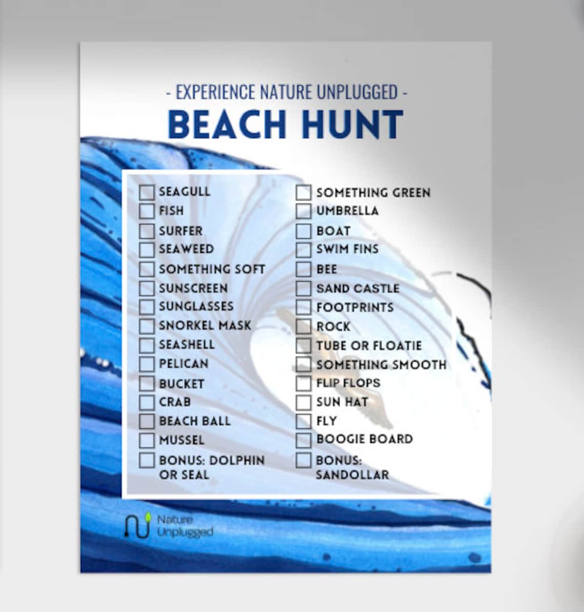 Beach Scavenger Hunt - Experience Nature Unplugged - Etsy