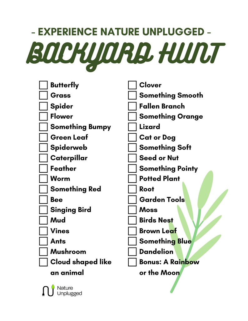 Backyard Scavenger Hunt - Experience Nature Unplugged - Etsy