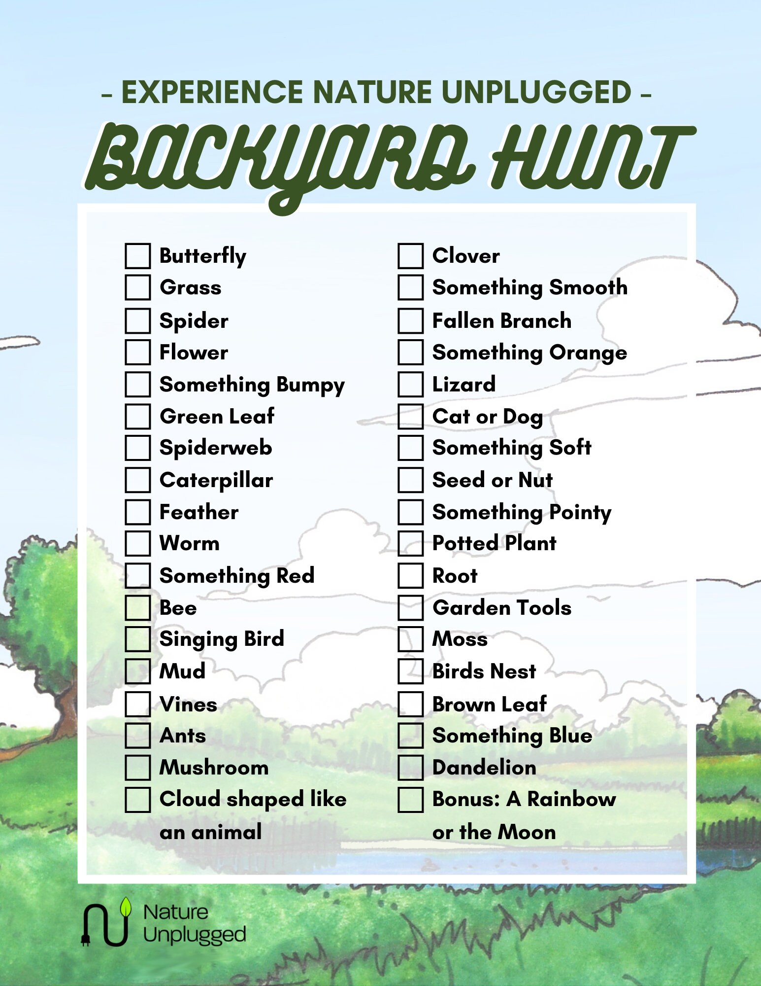 Backyard Scavenger Hunt - Experience Nature Unplugged - Etsy