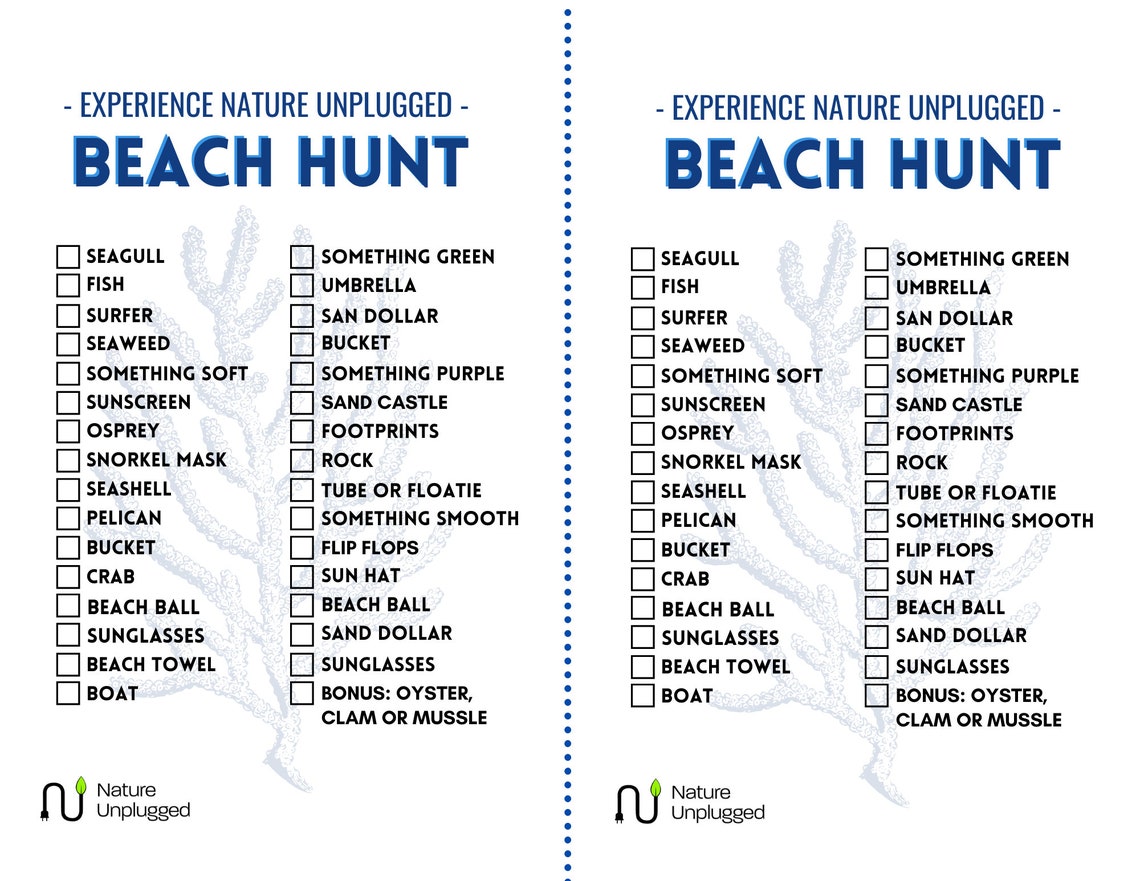 Beach Scavenger Hunt - Experience Nature Unplugged - Etsy