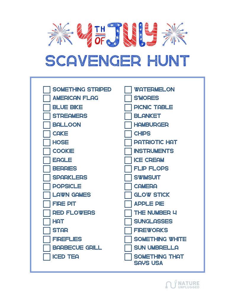 July 4th Scavenger Hunt - Etsy