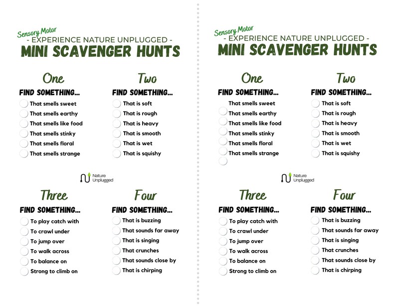 Mini Scavenger Hunts - Sensory Motor - Etsy