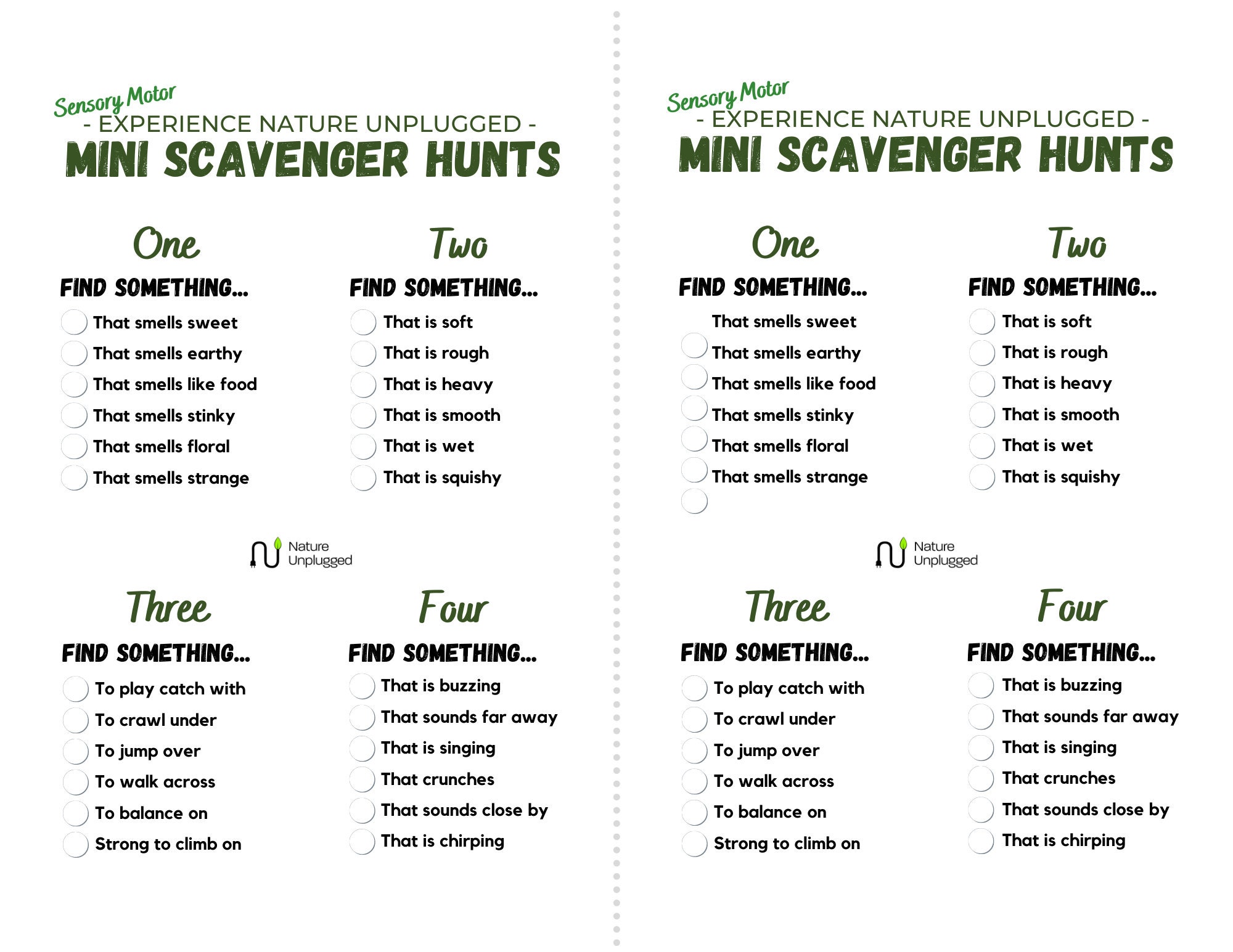Mini Scavenger Hunts - Sensory Motor - Etsy