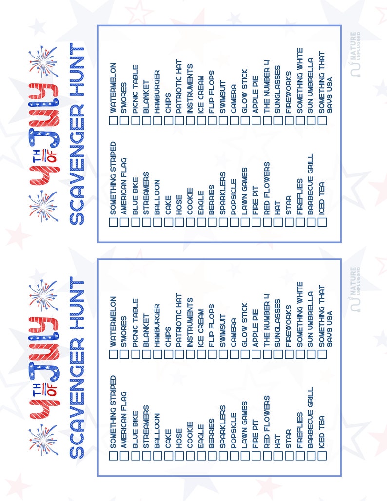 July 4th Scavenger Hunt - Etsy