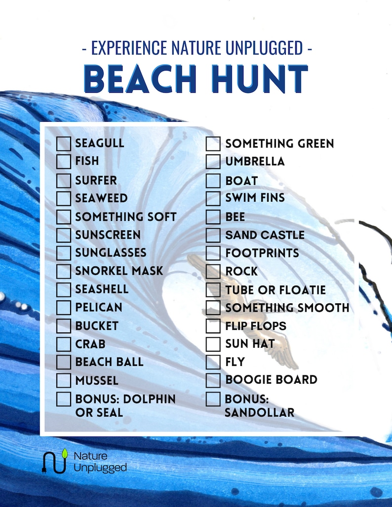 Beach Scavenger Hunt - Experience Nature Unplugged - Etsy