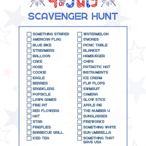 July 4th Scavenger Hunt - Etsy