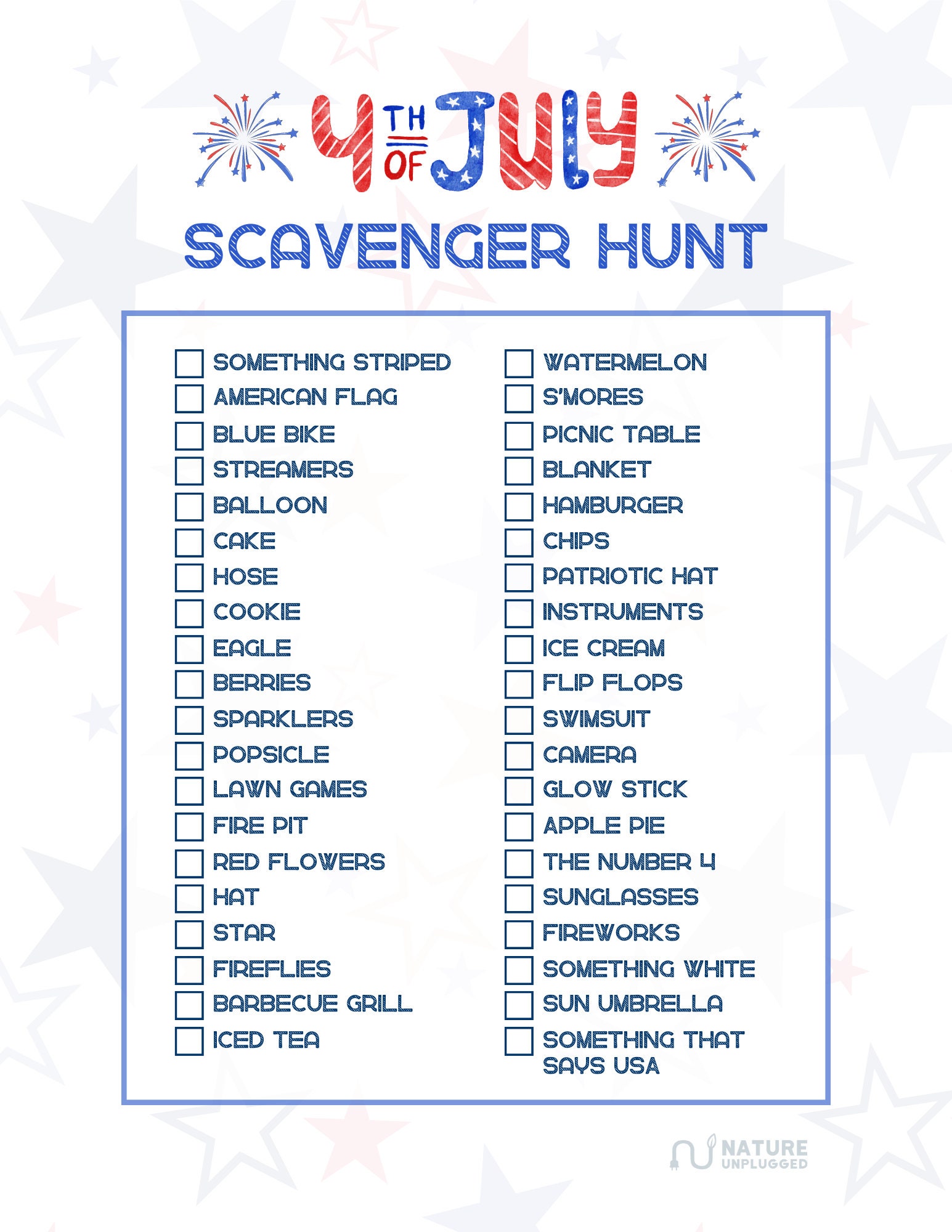 July 4th Scavenger Hunt - Etsy
