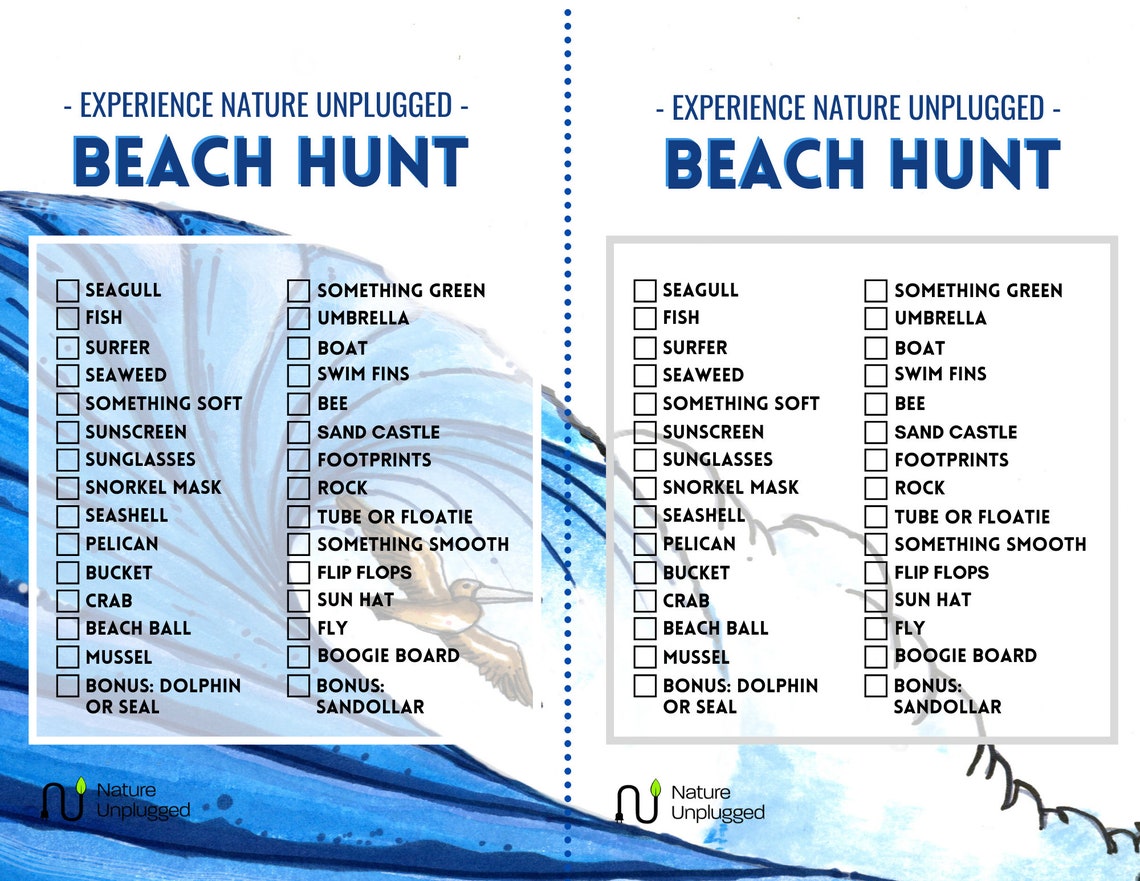 Beach Scavenger Hunt - Experience Nature Unplugged - Etsy