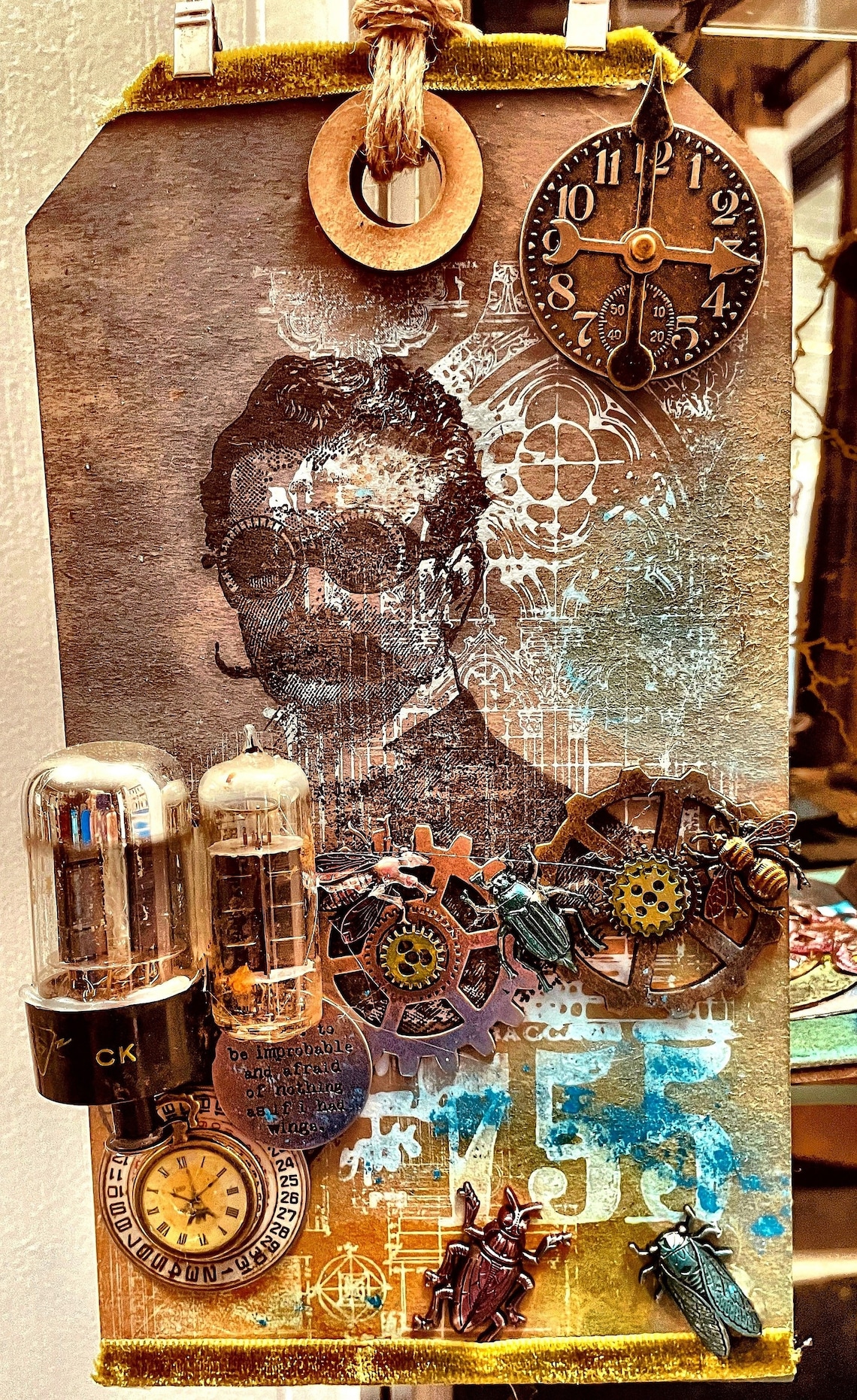 Steampunk tag with hanger. | Etsy