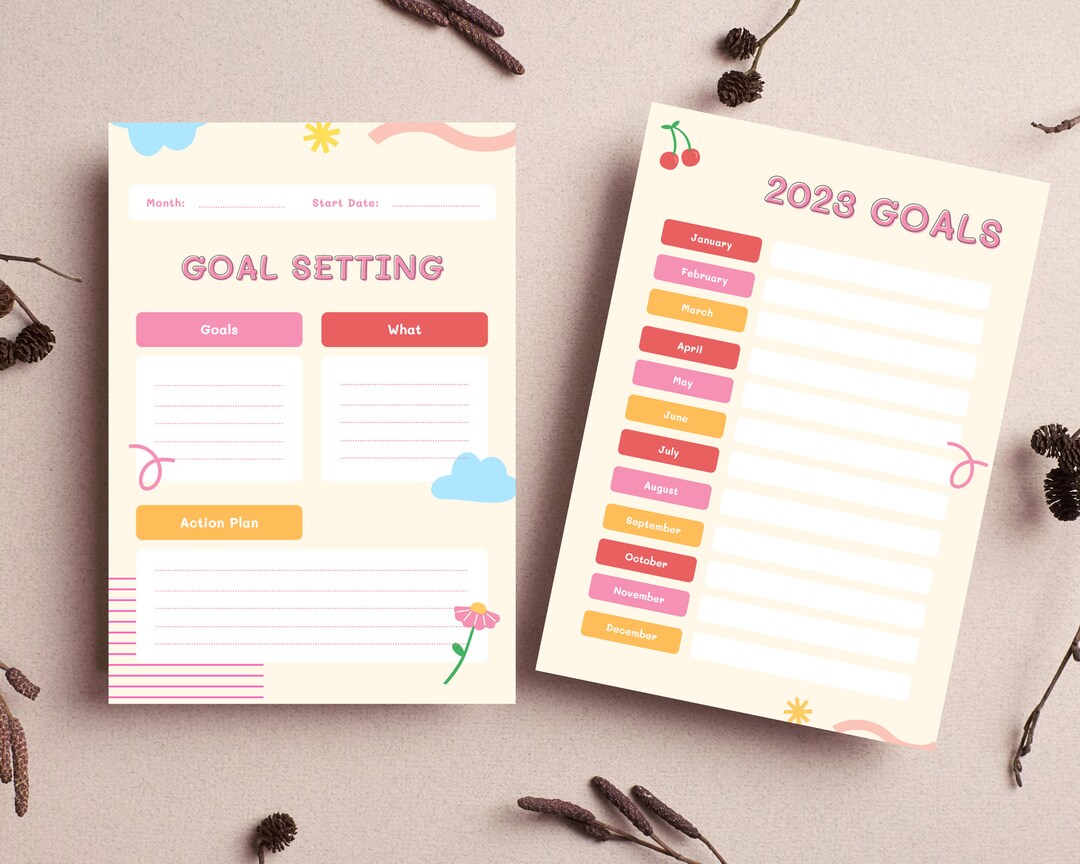 Planner Goal Setting Cute Yearly Printable Goal Setting Planner Digital ...