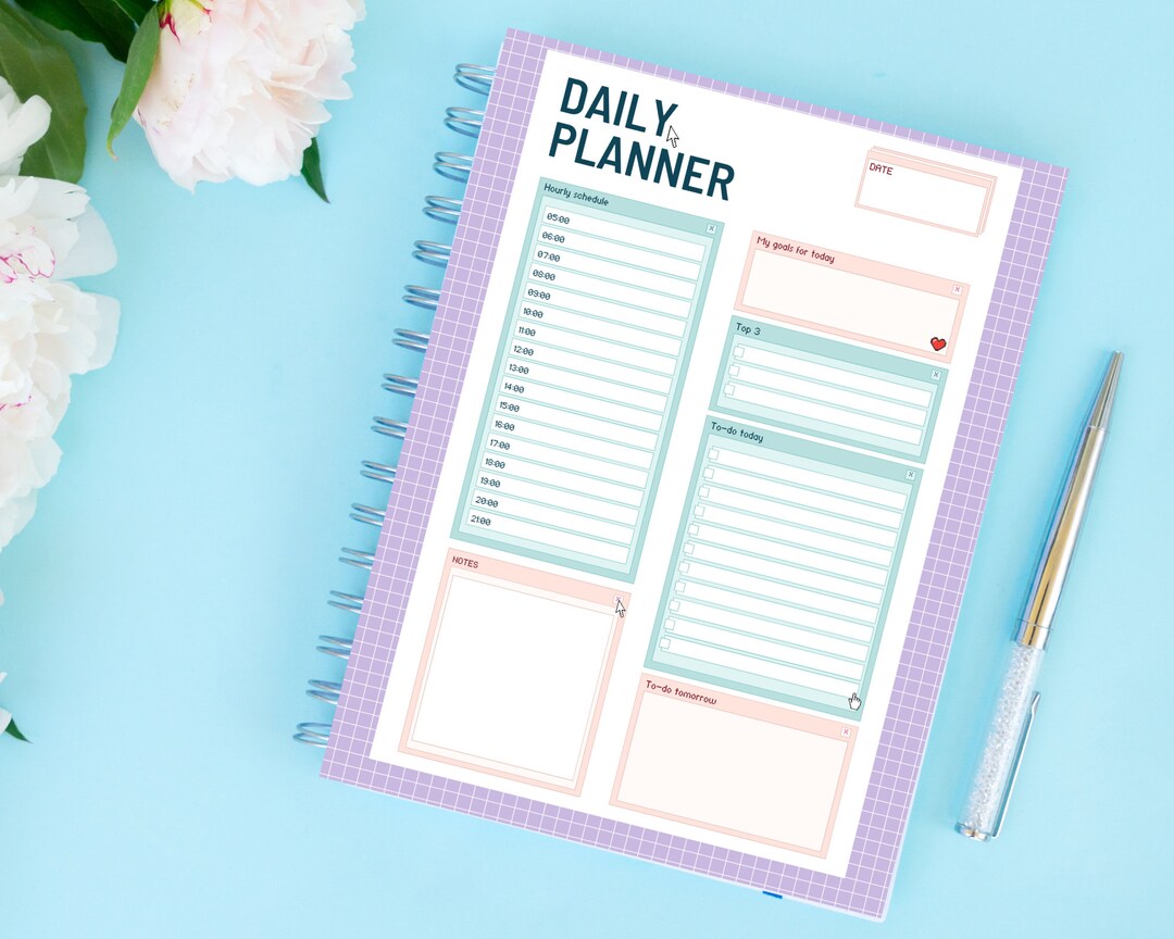 Daily Planner Back to School Template School Goals Planner Digital ...