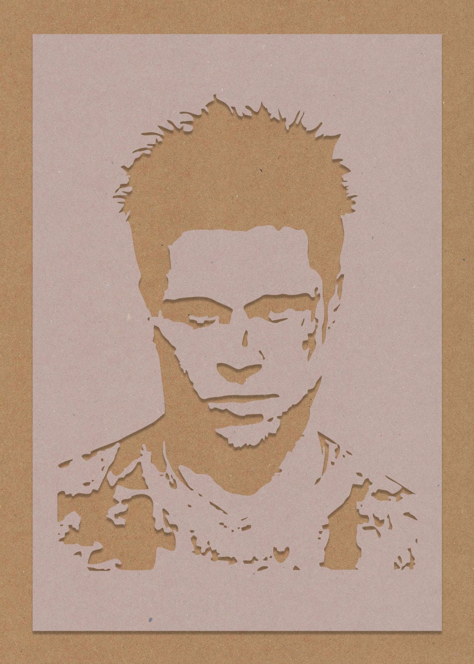 Brad Pitt Stencil Celebrity Movie Star Fight Club Tyler Durden Crafting ...
