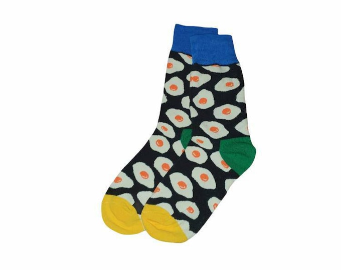 Fried Egg Design Socks, Mens Socks, Fun Socks, Colourful, Gift for Him ...