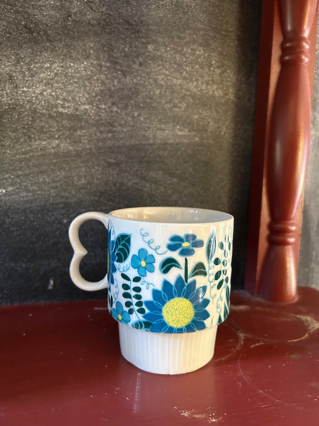 1970 Groovy Stackable Blue and Yellow Coffee/tea Cup - MCM - Etsy