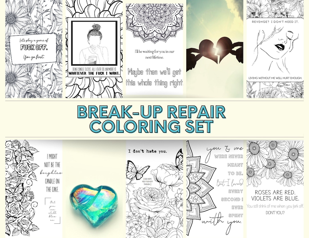 Breakup Coloring Pages: Printable Anti-anxiety Art (digital Download ...