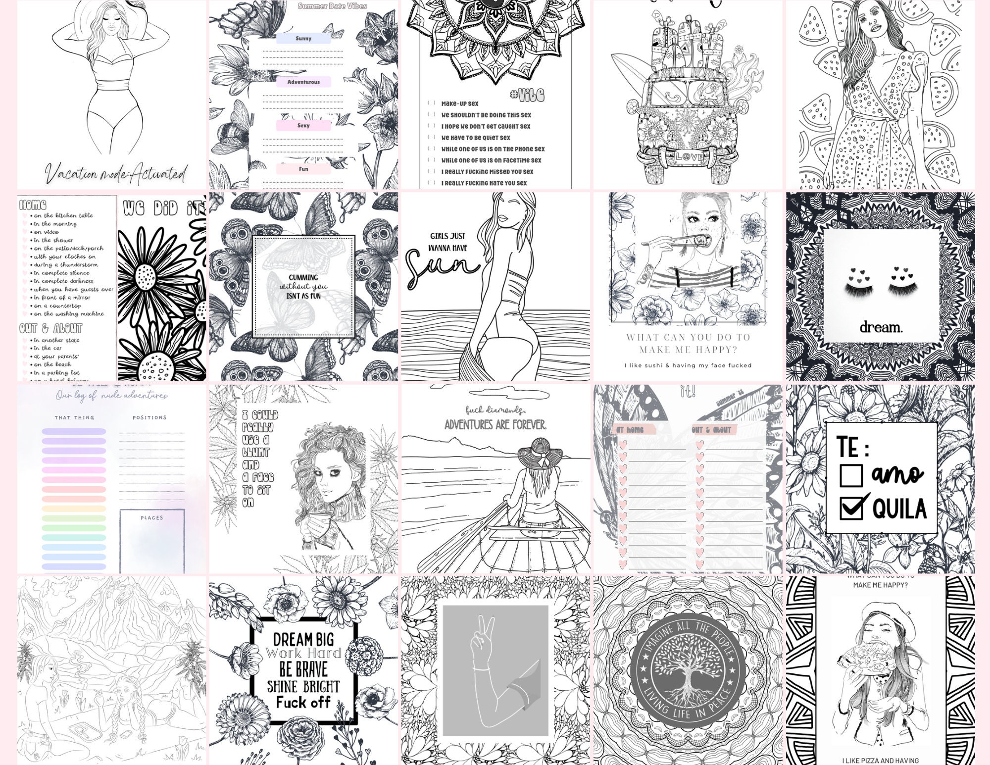 Dirty Printable Adult Coloring Book W/dating Checklists Help - Etsy ...