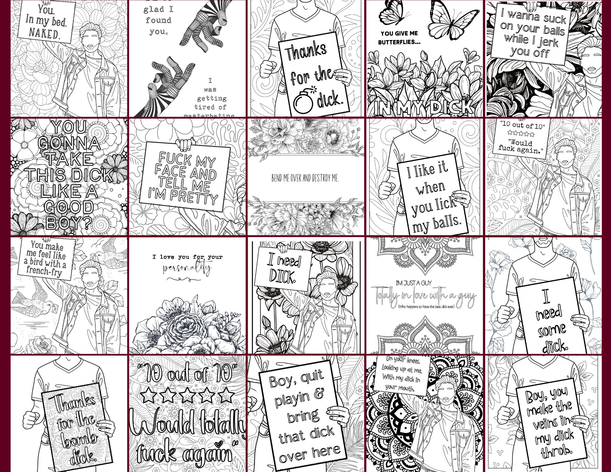 Gay Men Wellness. Printable "adult" Coloring Book Bundle. Sooth Anxious ...