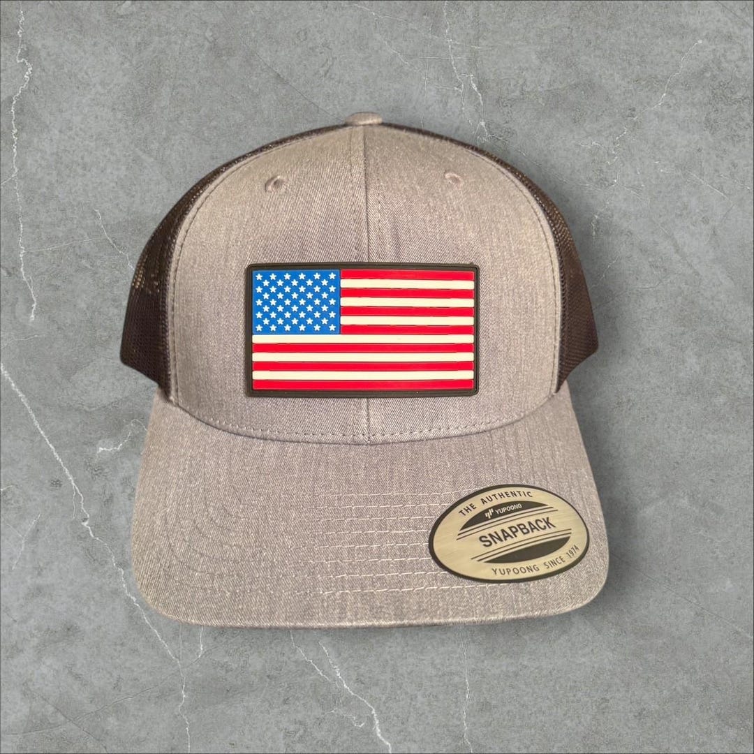 American Flag PVC Patch Trucker Hat | USA Made Snapback Cap - Etsy