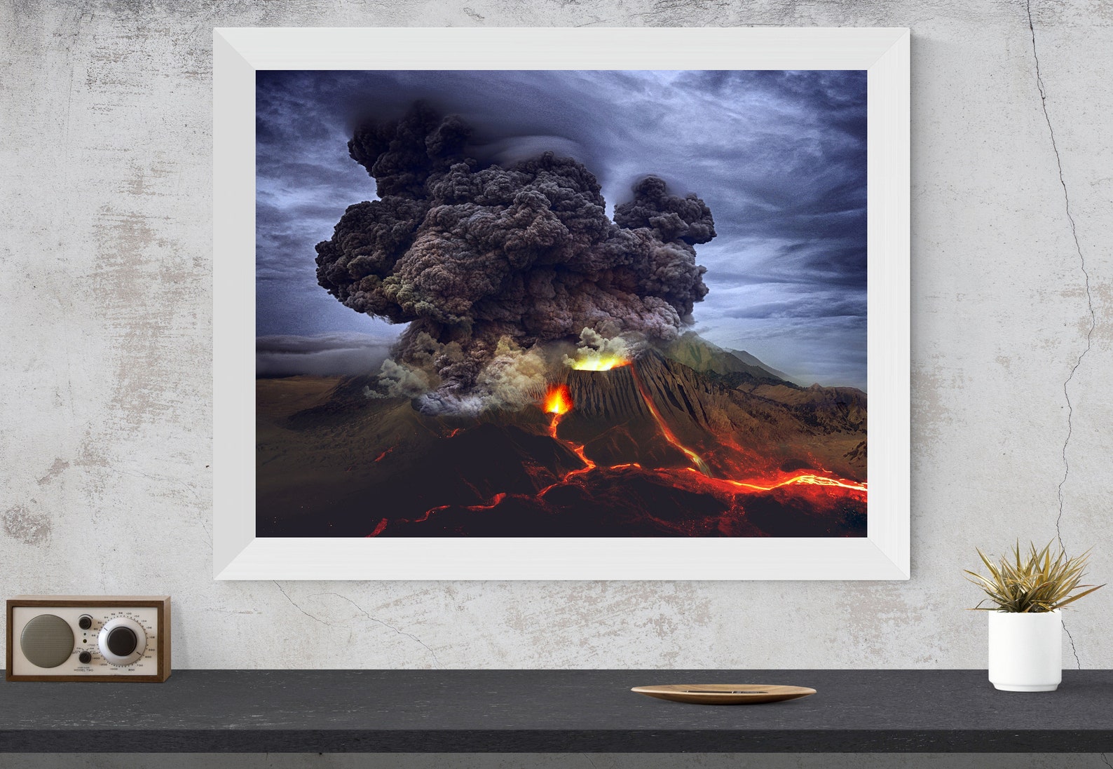 Volcano Print Poster Home decor art Living room print Room | Etsy