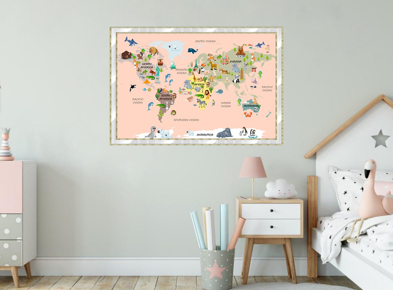 Children Map World Children Room Décor Map Poster Gift for | Etsy