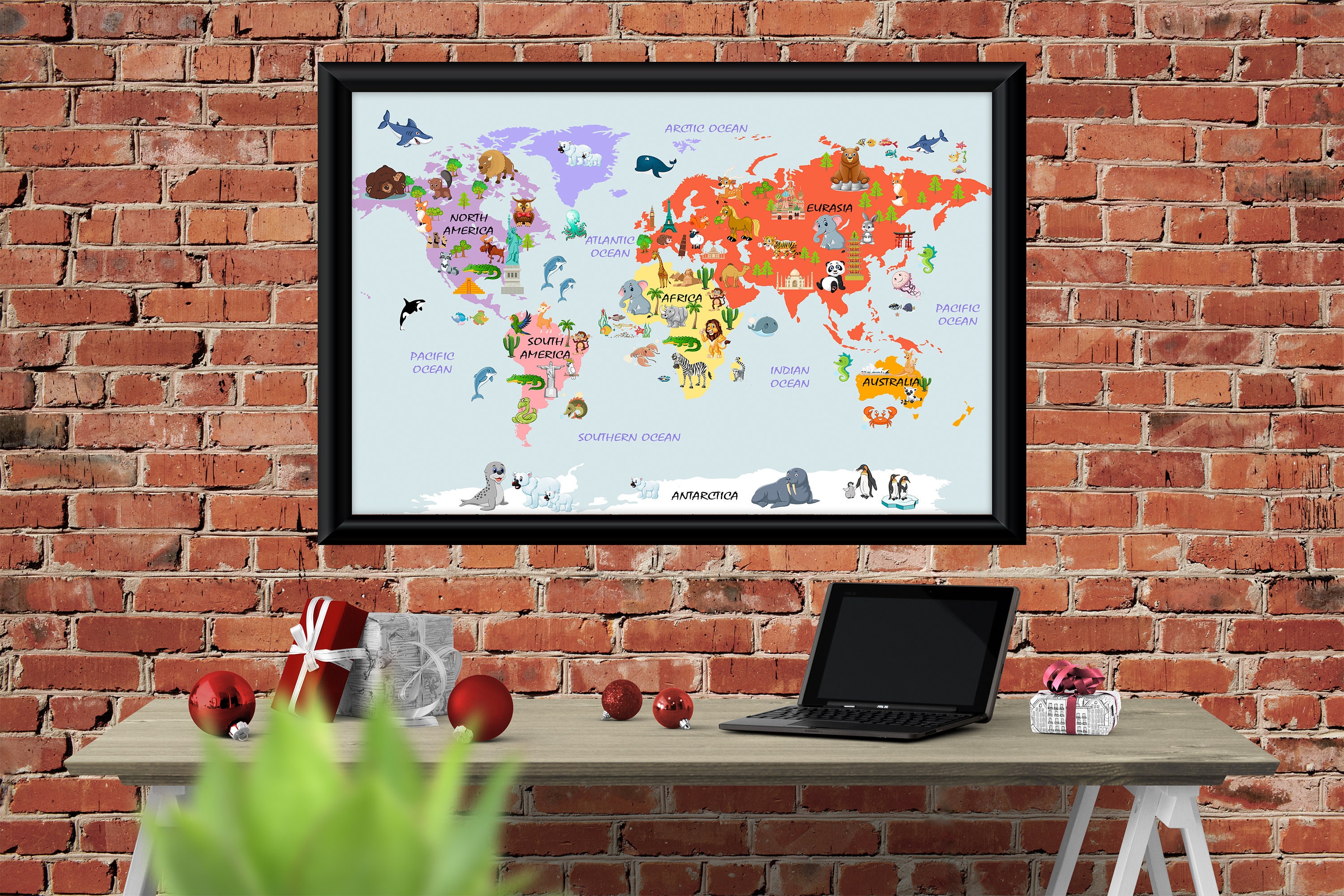 Children map World Children room décor Map poster Gift for | Etsy