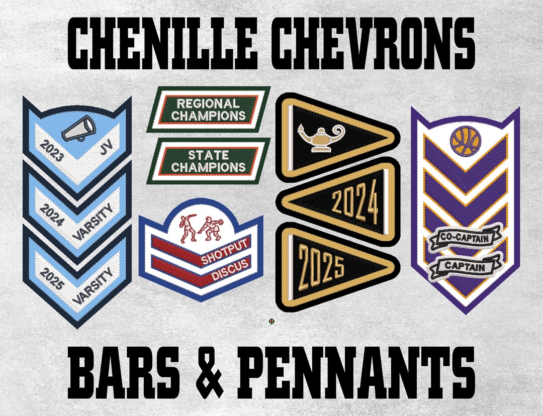 Chenille Chevrons, Bars, & Pennants Custom Letterman Jacket Patch ...