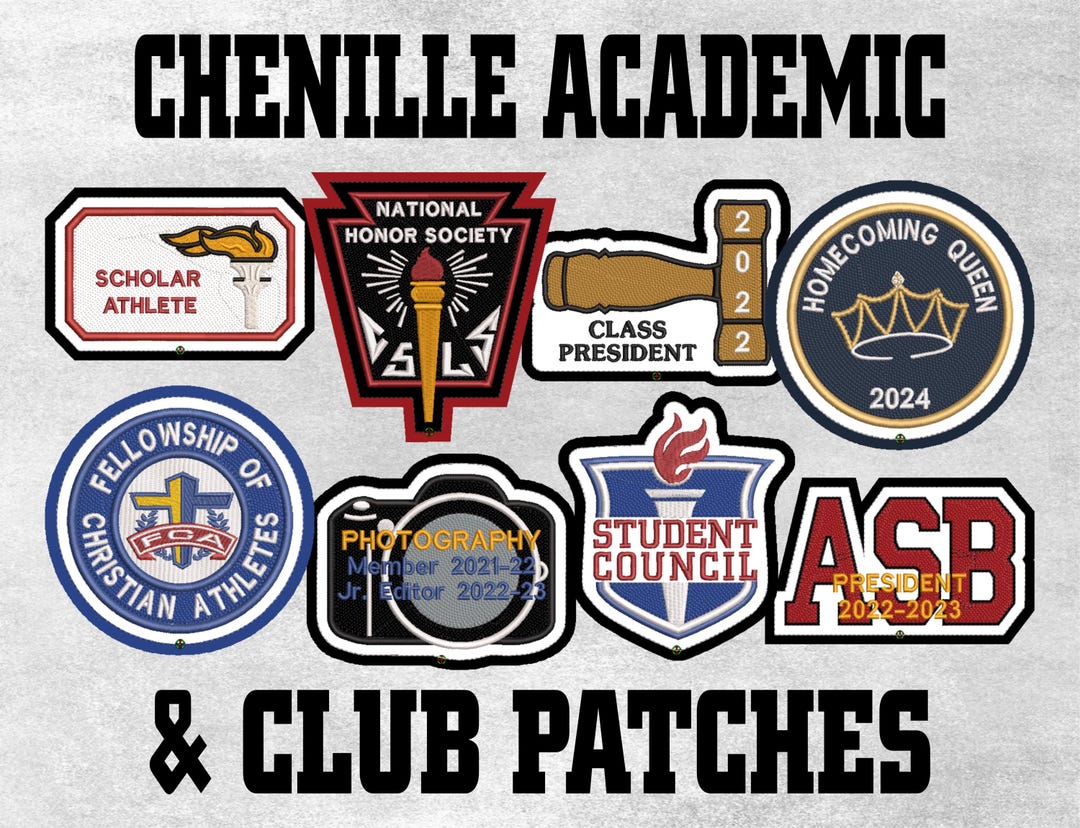 Chenille Academic & Club Custom Letterman Jacket Patch - Made in USA - Etsy