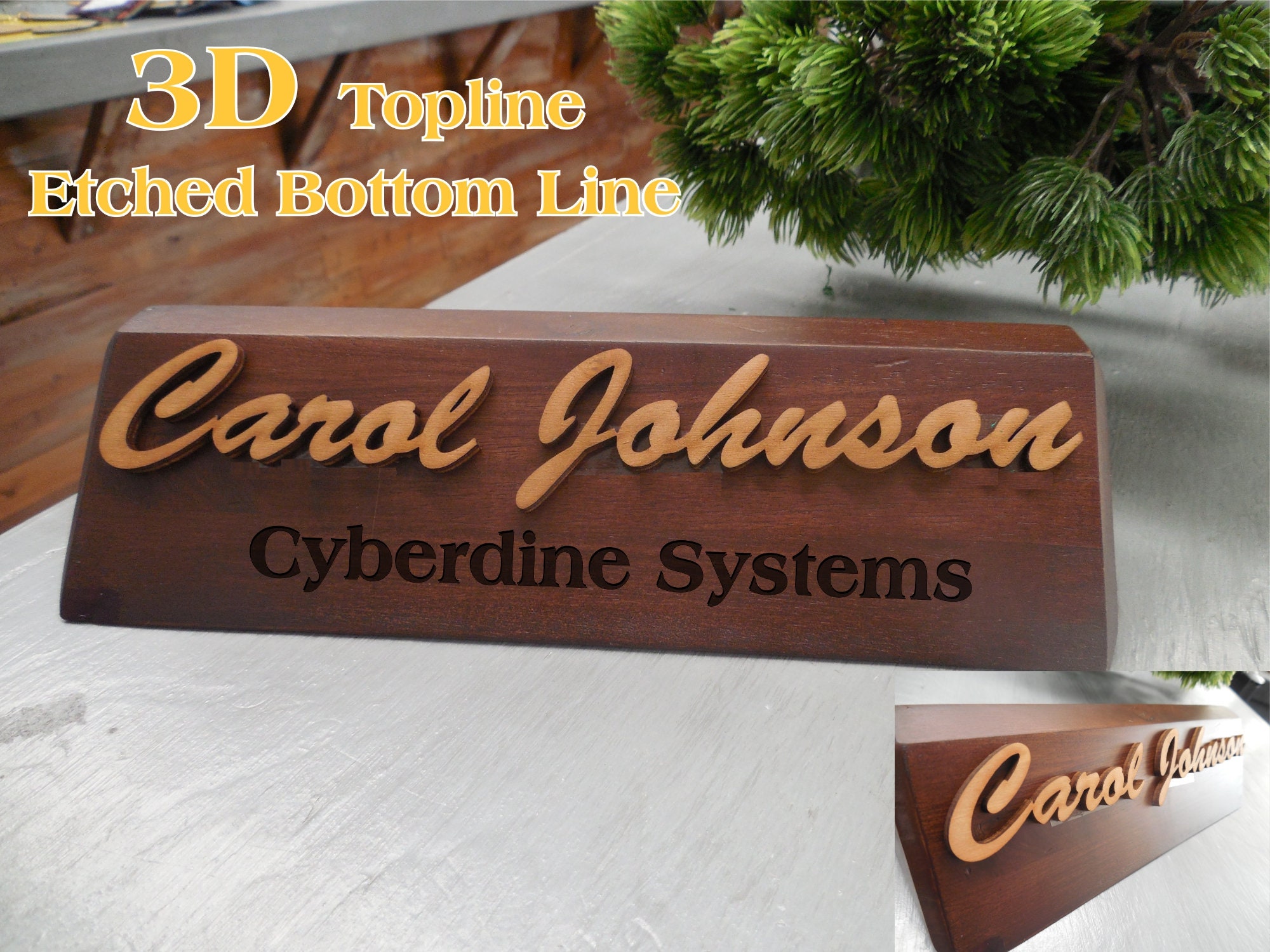 Desk Wedge, Custom Engraved Walnut 8" Desk Title, Coin Holder -made in ...