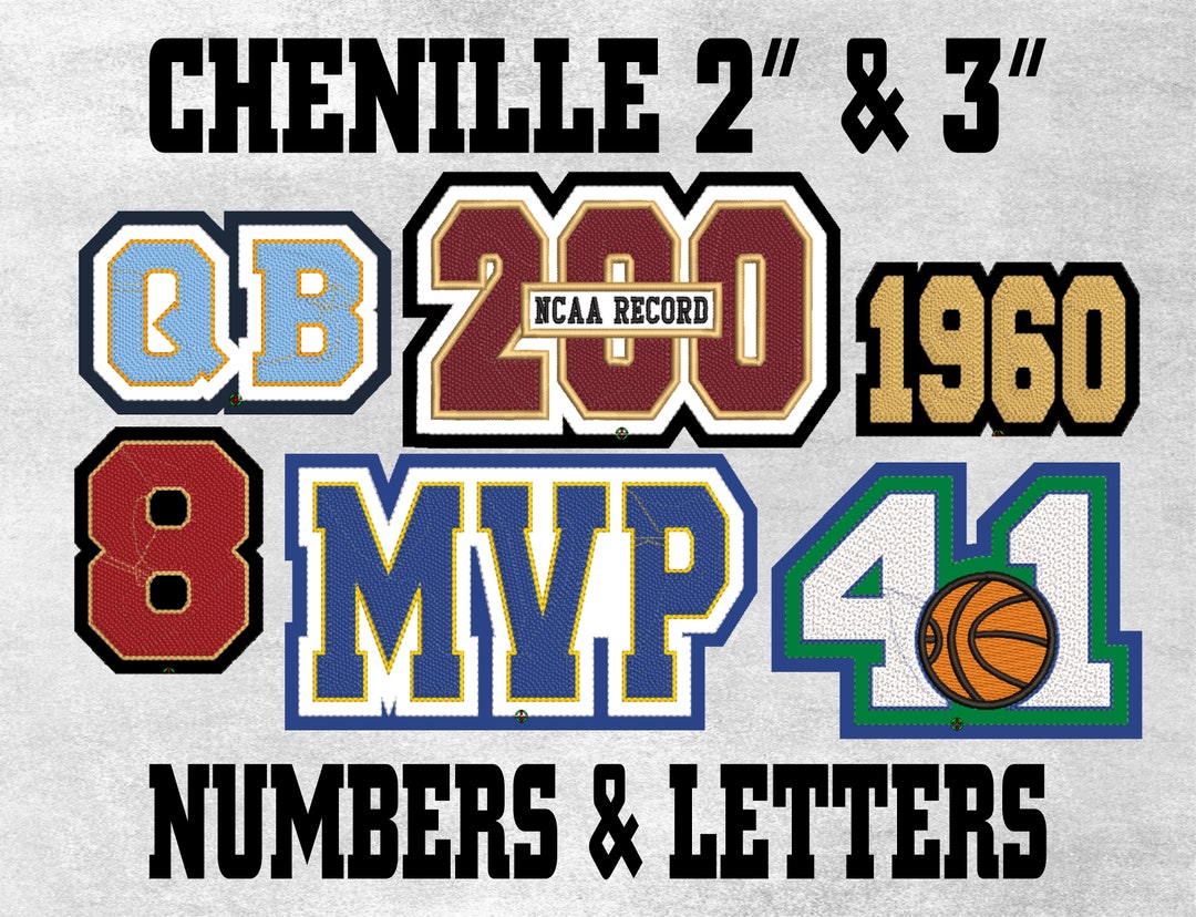 Chenille 2" & 3" Numbers and Letters Custom Letterman Jacket Patch ...