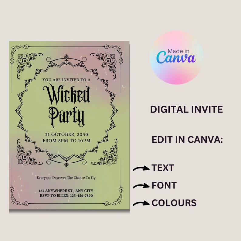 Wicked Halloween Party Invitation: Spooktacular Movie Theme (digital ...