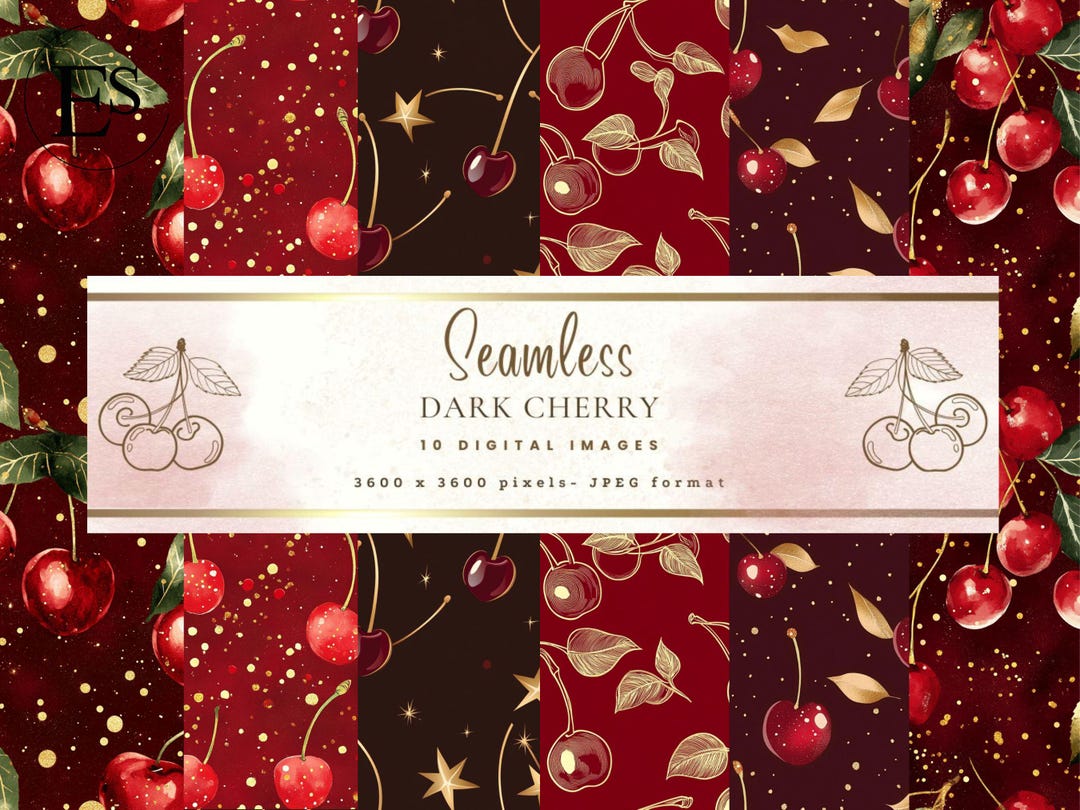 Dark Cherry Digital Paper: Seamless Printable Scrapbook Paper (10 JPG ...